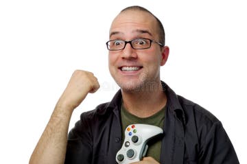 Average gamer wins! stock photo. Image of bald, console - 4027060