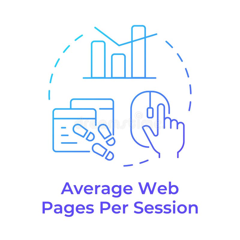 Average Web Pages Per Session Blue Gradient Concept Icon Stock Vector ...
