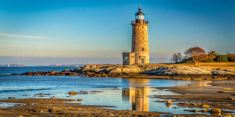 Avery Point Lighthouse in Groton Connecticut Atlantic Ocean at Low Tide ...
