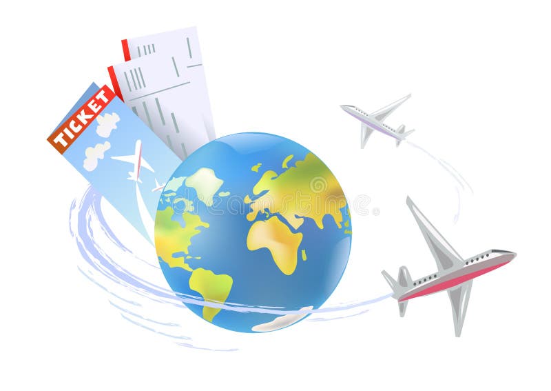 Avión en el mundo entero ilustración del vector. Ilustración de blanco ...