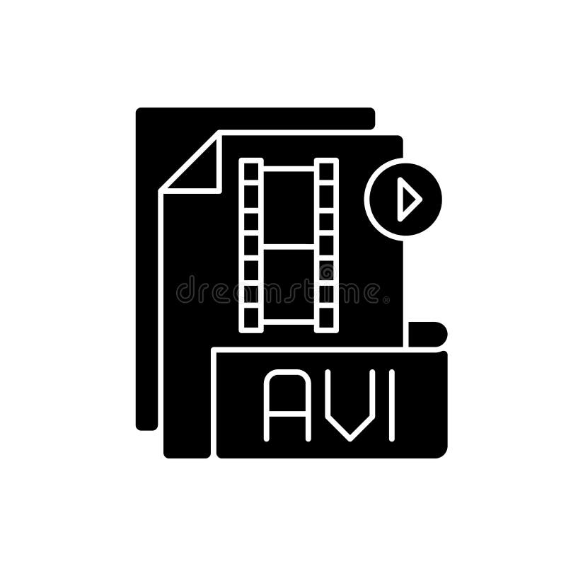 AVI file black glyph icon stock vector. Illustration of data - 197247817