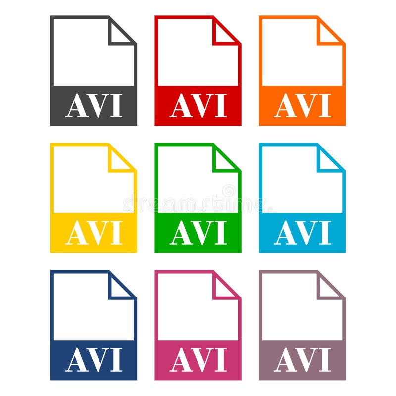 AVI file icons set stock vector. Illustration of media - 95315617