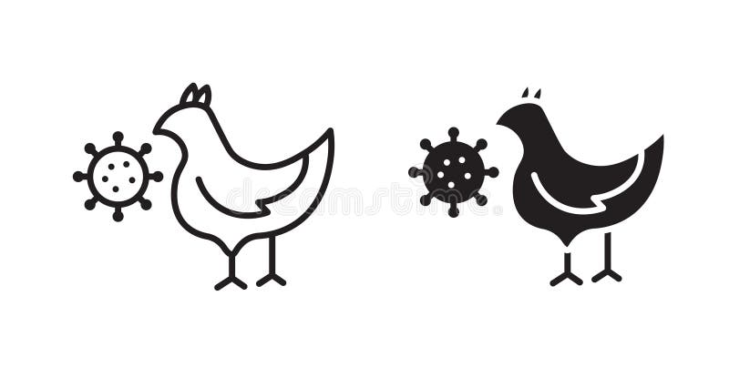 Avian Influenza Thin Line Vector Icon Set Stock Vector - Illustration ...