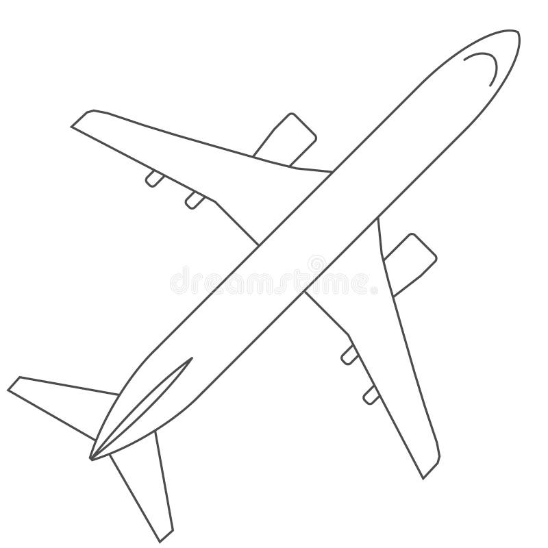 Aviation Airplane Outline Isolated, Vector Illustration Stock Vector ...