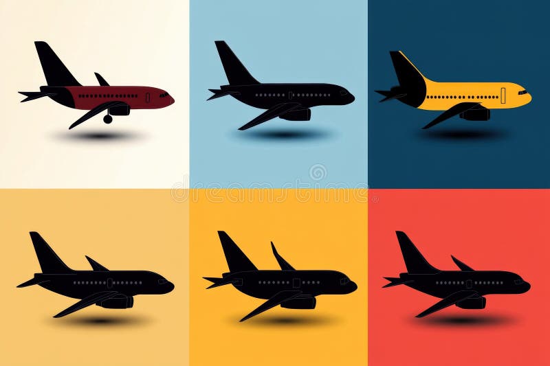 Aviation Graphics, Grid Display of Various Airplane Clipart ...
