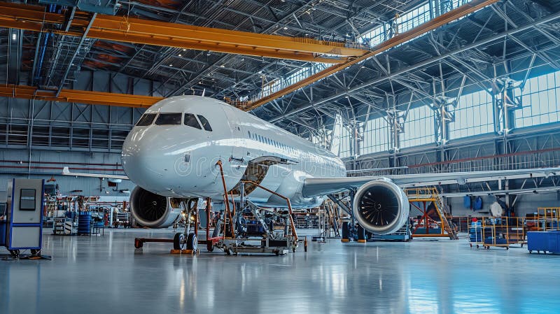 An Aviation Hangar in Which an Aircraft is Assembled Stock Image ...