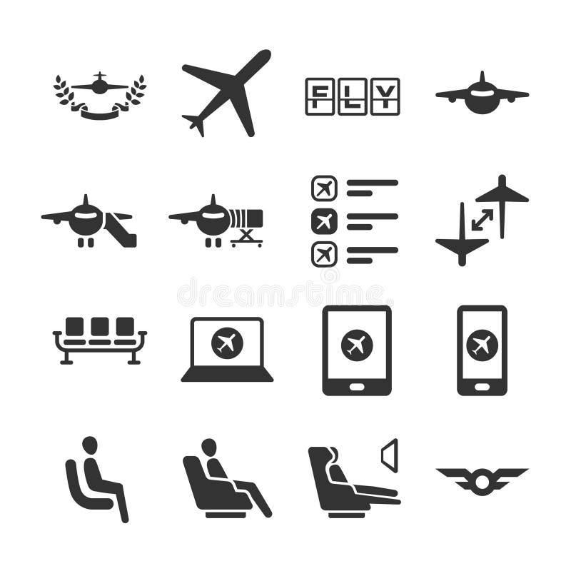 Aviation icon set. stock vector. Illustration of check - 54199081