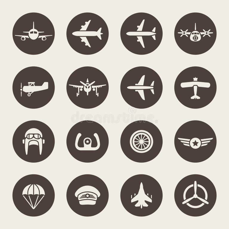 Aviation icon set stock vector. Illustration of flight - 46213844