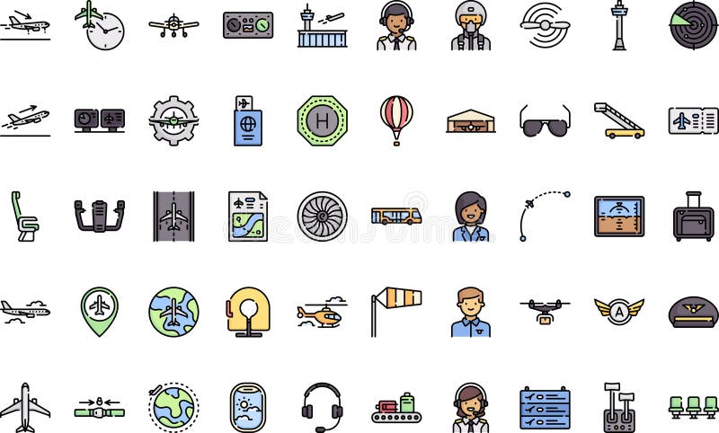 Aviation Icons High-Quality Vector Icons Collection with Editable ...