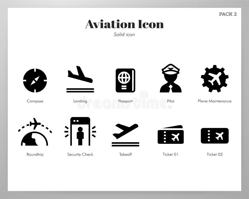 Aviation icons Solid pack stock vector. Illustration of plane - 154506932