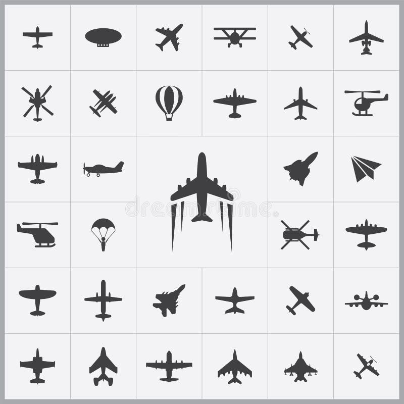Aviation Icons Universal Set Stock Vector - Illustration of airplane ...