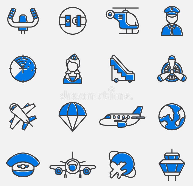 Aviation icons vector set stock vector. Illustration of flight - 101718394