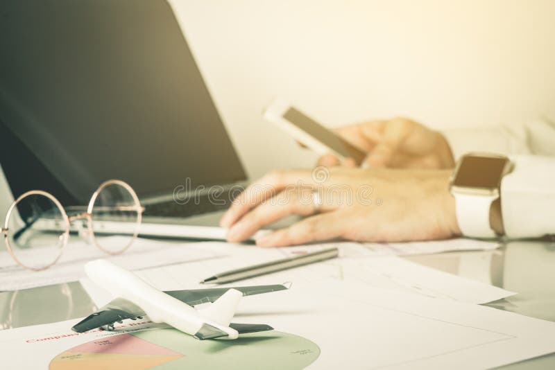 Man Using Project Management Software on Laptop Computer Stock Photo ...