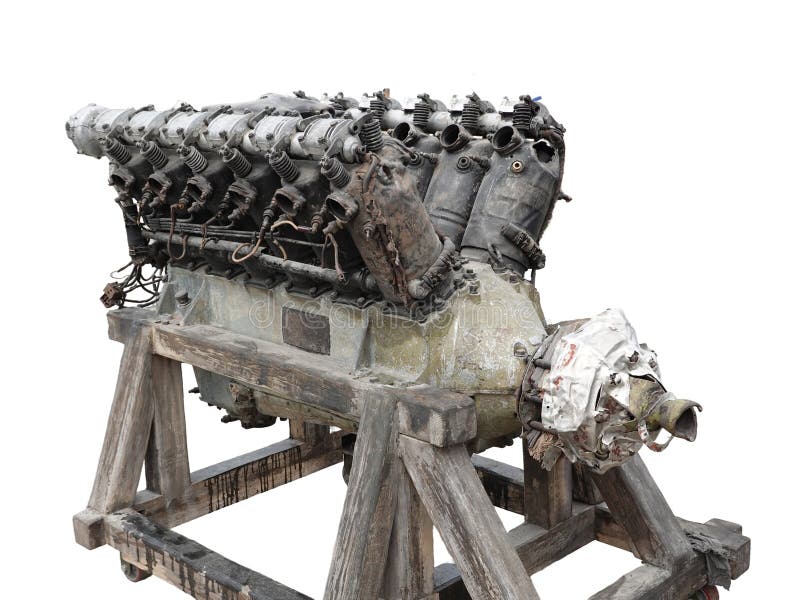 Aviation Piston Engine with Arrangement of Cylinders Isolated on White ...