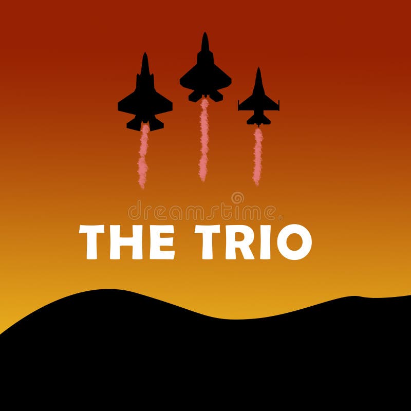 Aviation Poster, F-16 F-35 F-22, Text the TRIO Stock Illustration ...