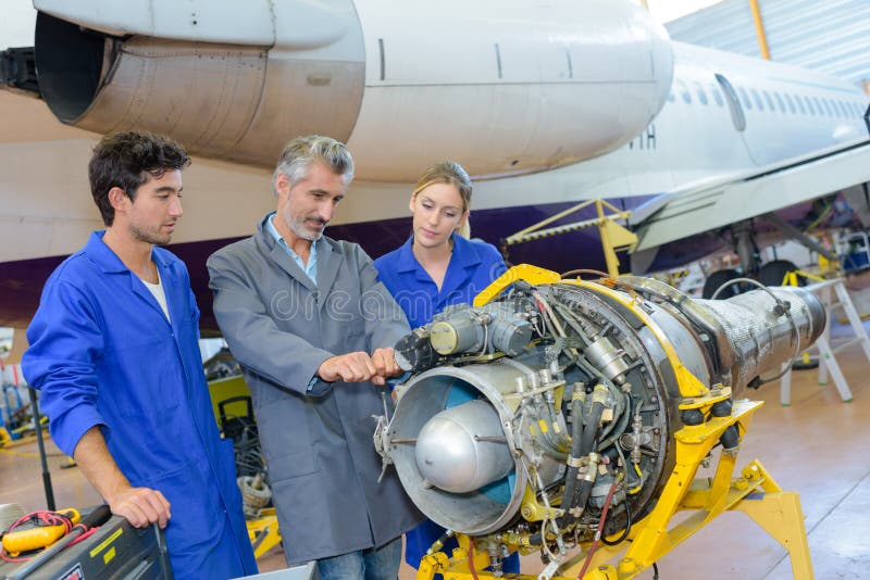Aviation Technician Studying Part Stock Photo - Image of mechanical ...