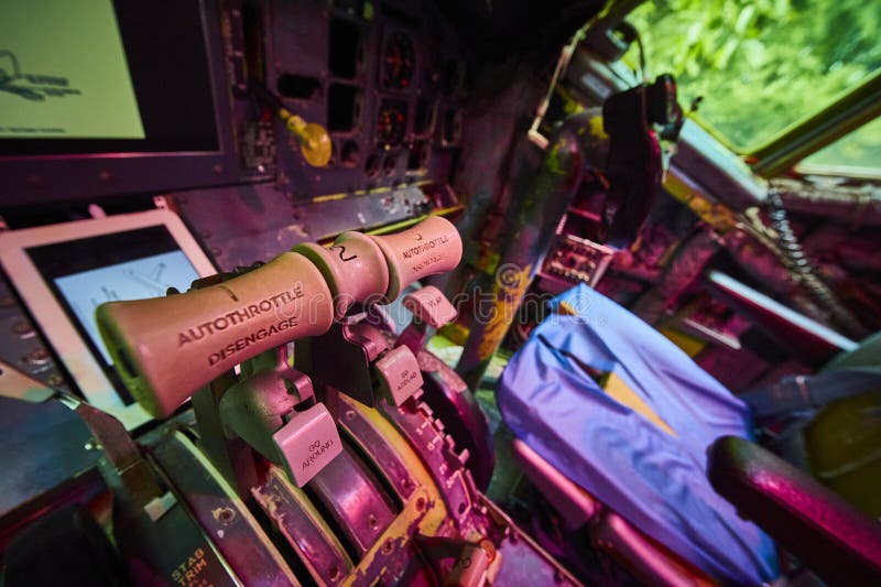 Aviation Throttle Controls and Instruments Close-Up Perspective Stock ...