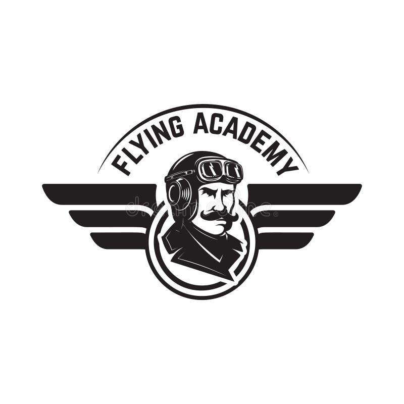Aviation Training Center Emblem Template with Retro Airplane. Design ...