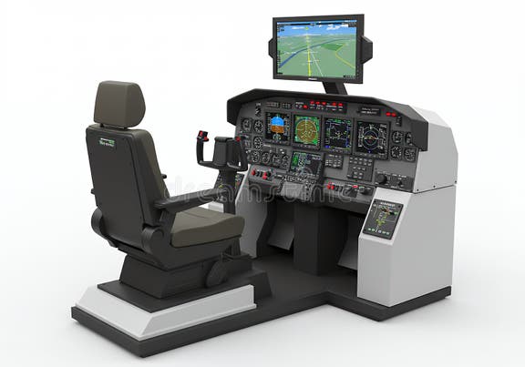 Aviation Training Simulator Cockpit Setup with Control Panel and Flight ...