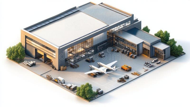 Aviation Workshop, a Modern 3D Isometric Design of an Aviation Workshop ...