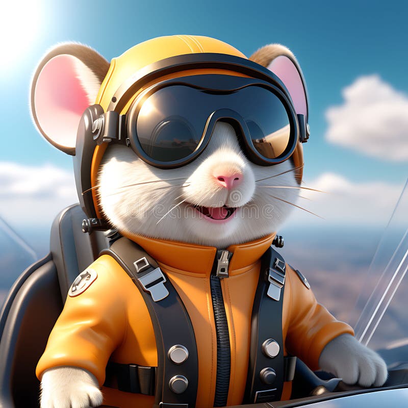 Aviator Adventures: a Cute Mouse Pilot Wearing Aviator Goggles ...