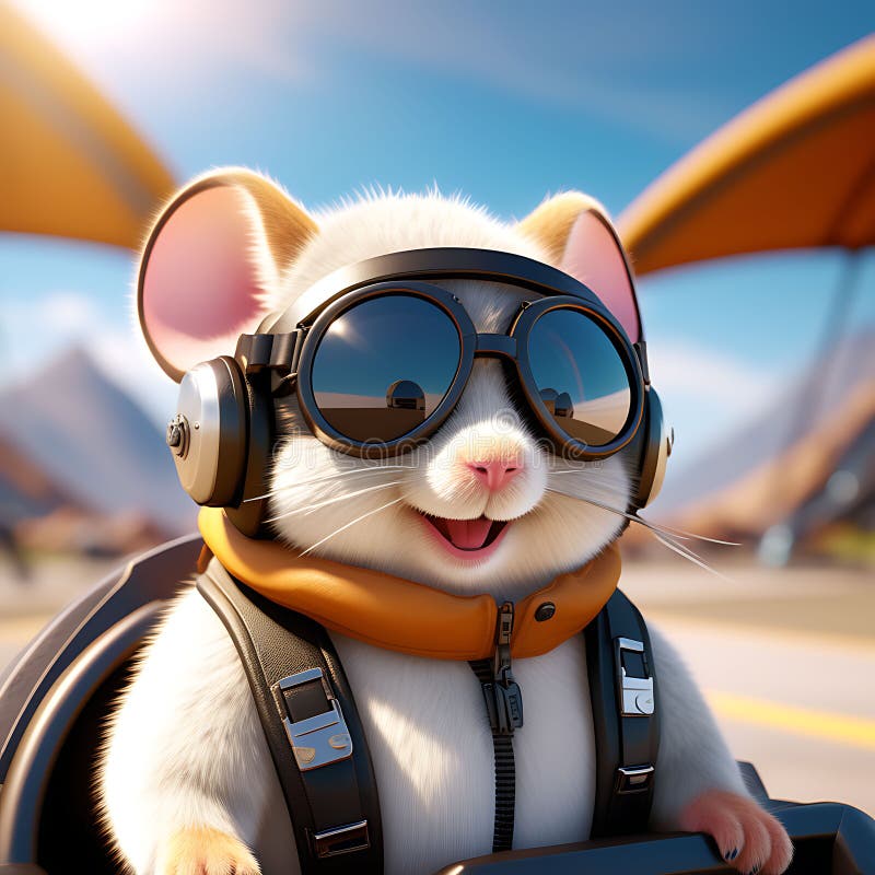 Aviator Adventures: a Cute Mouse Pilot Wearing Aviator Goggles ...