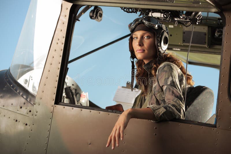 Woman Aviator: Fashion Model Portrait Stock Photo - Image of beauty ...
