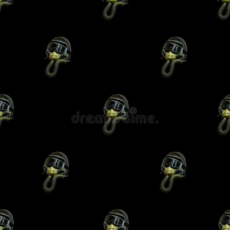 Aviator Helmet Motif Seamless Pattern Stock Illustration - Illustration ...