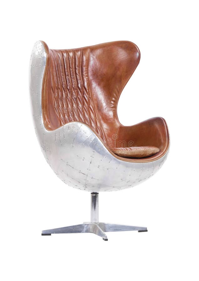 Aviator Leather with Stainless Armchair Isolated on White Stock Photo ...