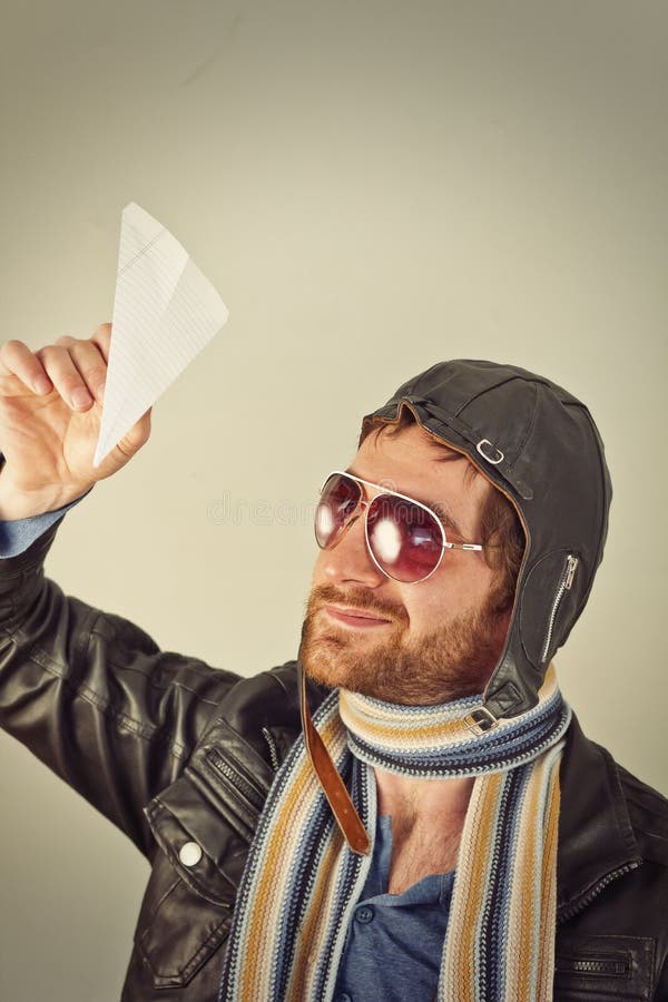 Aviator Man Paper Plane stock image. Image of blue, aeroplane - 50580177