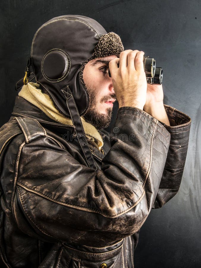 Aviator old stile stock photo. Image of binoculars, aviator - 95909170