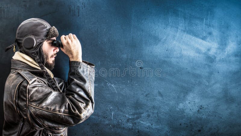 Aviator old stile stock photo. Image of portrait, conceptual - 95909244