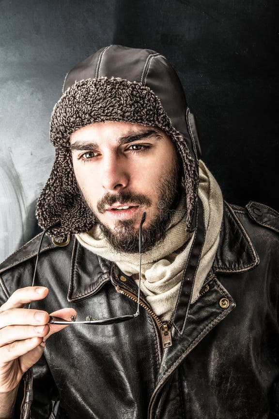 Aviator old stile stock photo. Image of ambition, young - 95909700