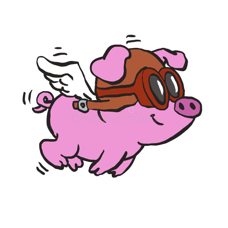 Funny Pig In A Flying Helmet Stock Vector - Illustration of flying ...