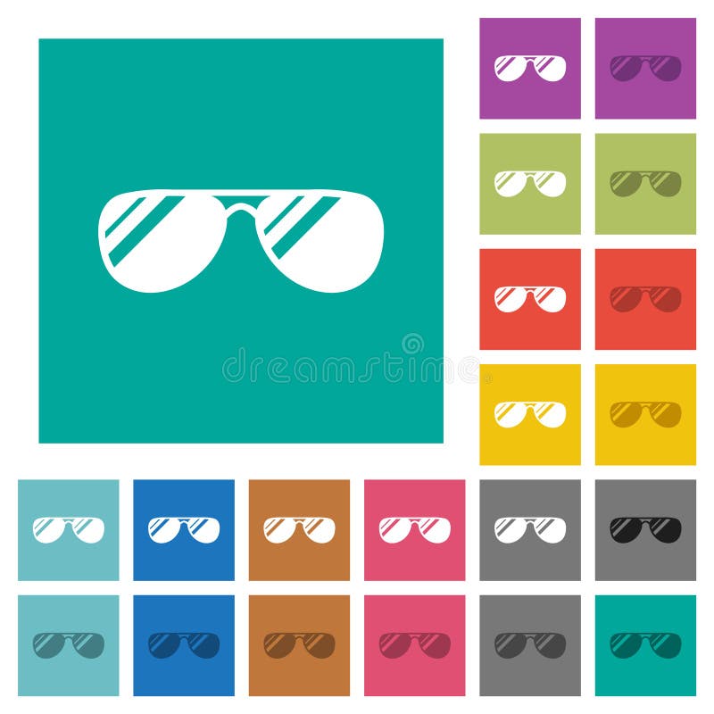 Aviator Sunglasses with Glosses Square Flat Multi Colored Icons Stock ...