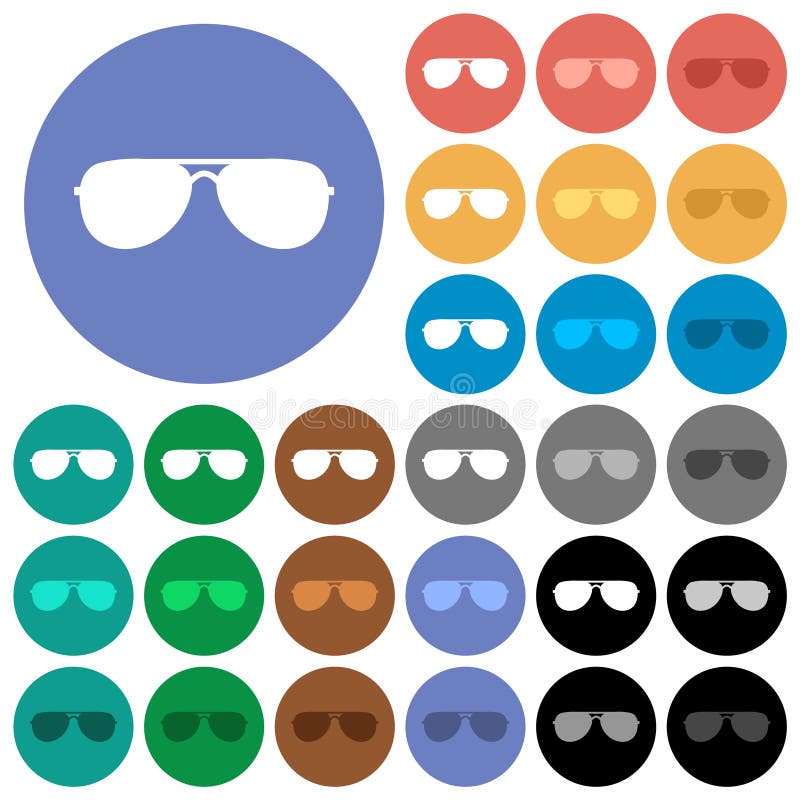 Aviator Sunglasses Round Flat Multi Colored Icons Stock Vector - Illustration of eyeglass ...