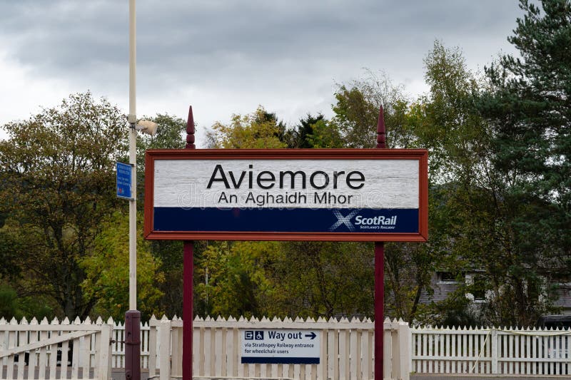 Aviemore Train Station Sign Editorial Photography - Image of ...