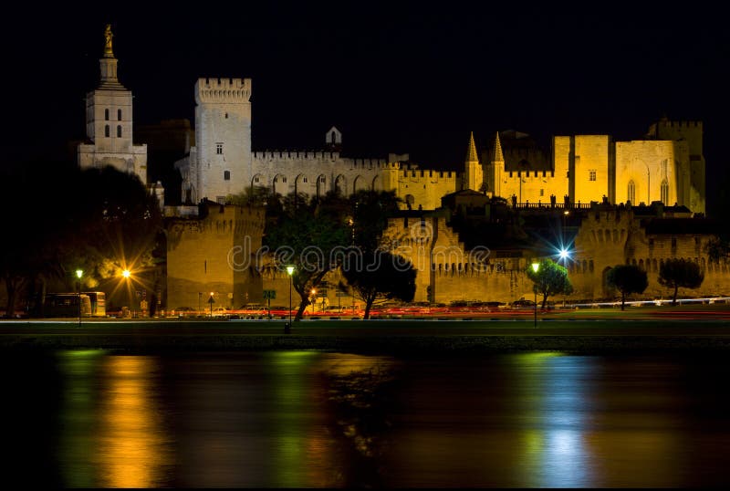 Avignon at Night, Provence, France Stock Photo - Image of europe ...