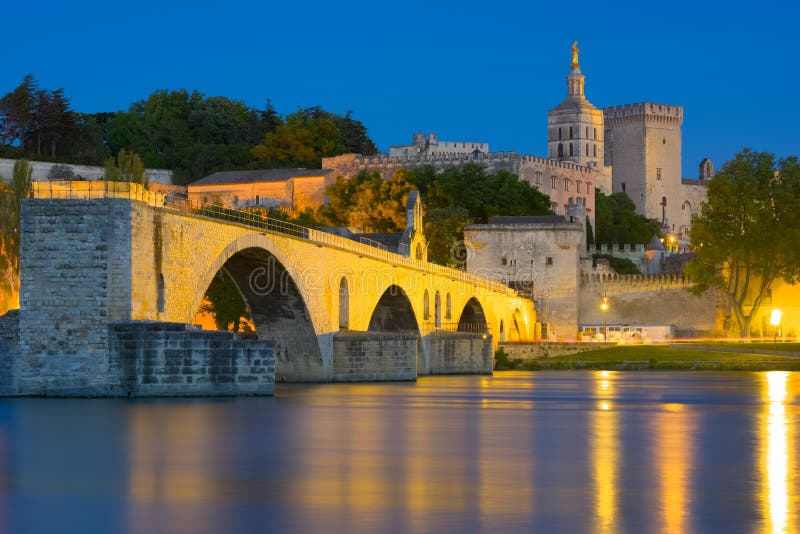Avignon in a summer night stock photo. Image of skyline - 61896836