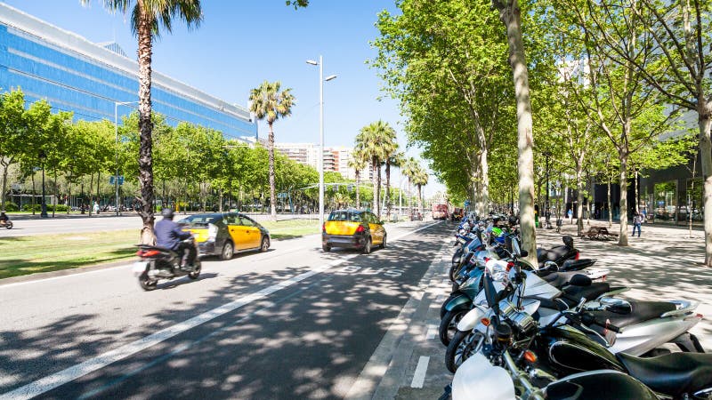 Avinguda Diagonal in Barcelona City in Spring Stock Image - Image of ...