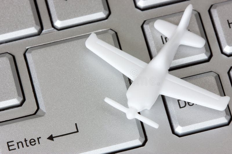 Avion Sur Le Clavier Avec Le Bouton De Voyage Photo stock - Image du ...