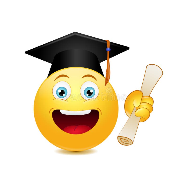 Gulligt Le Mortelbräde Och Glasögon För Emoticon Bärande, Emoji, Smiley ...