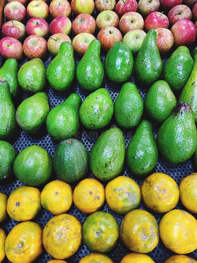 Avocado, Apple, Orange Fruits Stock Image - Image of fresh, fruits ...