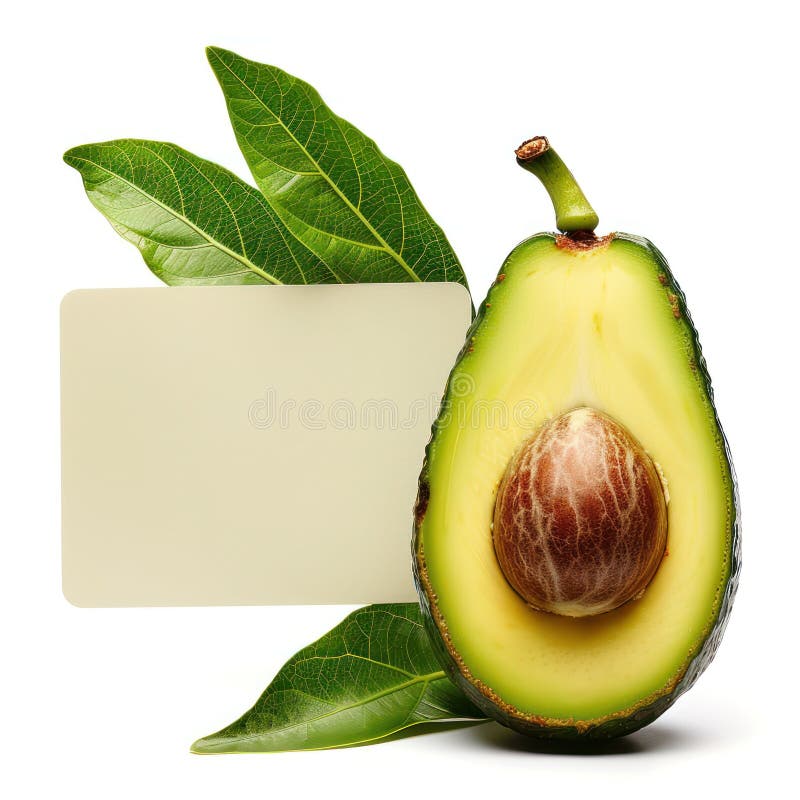 Avocado with a Blank Sign for Custom Text Stock Photo - Image of design ...