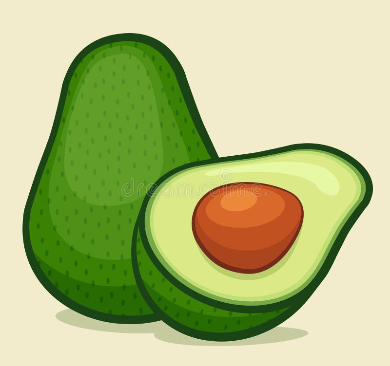 Avocado Cartoon: Flat Design with High-contrast Shading Stock ...