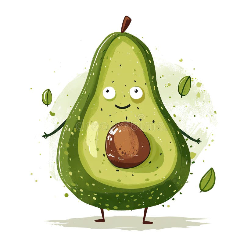 Avocado Character. Cute Cartoon Avocado Character Illustration Stock ...