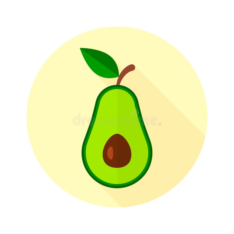 Avocado in Circle Flat Icon. Illustration of Avocado Vector Icon Isolated on Round Stock Vector ...