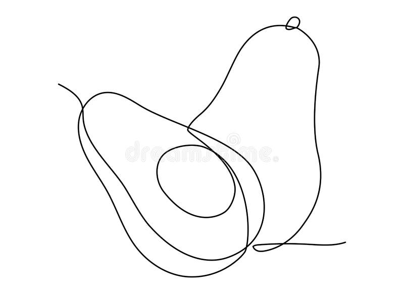 Avocado Continuous Line Drawing Vector Stock Vector - Illustration of ...