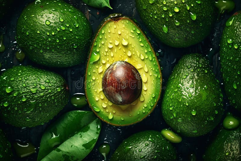 Avocado Covered with Drops of Water. Studio Light. Avocado Background ...