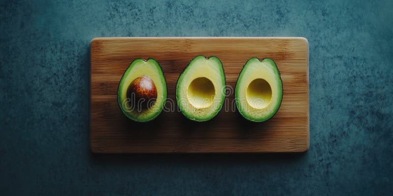 Avocado Cut in Half on Cutting Board Stock Photo - Image of dinner ...
